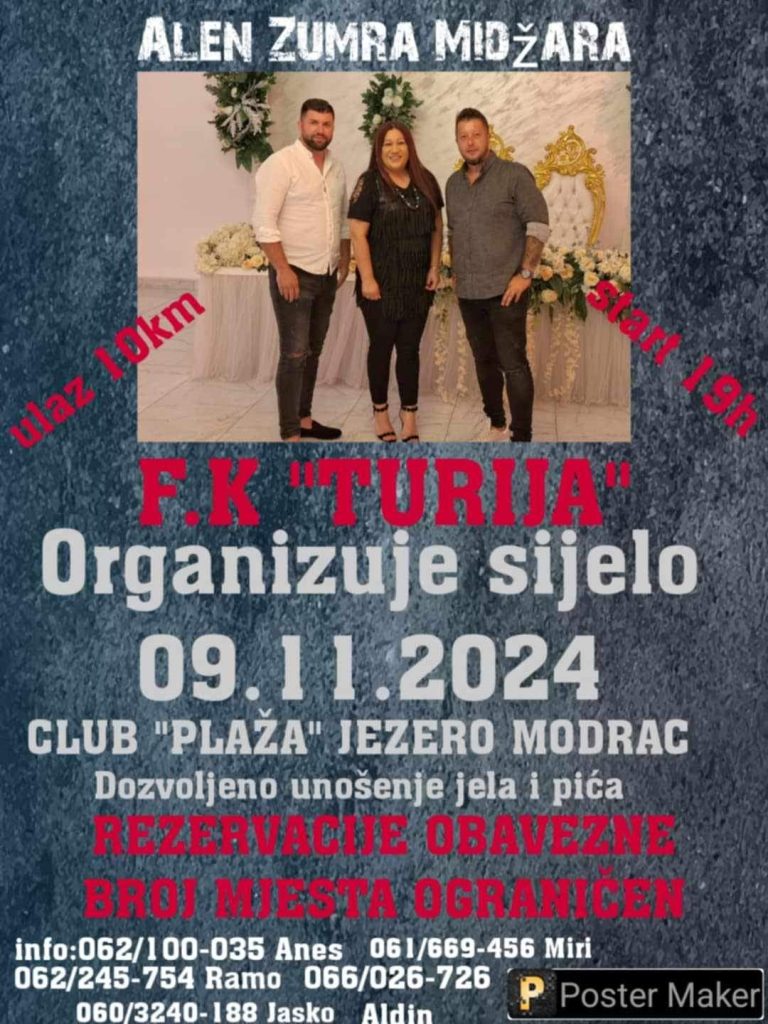 "Plavo-bijela noć" FK Turija – Club Plaža Modrac Veče zabave i druženja ...